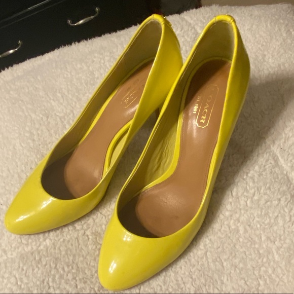 Coach | Shoes | Coach Brand Neon Yellow Stilettos Size 8 | Poshmark